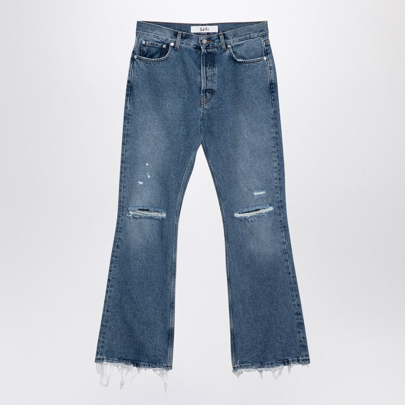 SÉFR Light Blue Denim Jeans With Rips