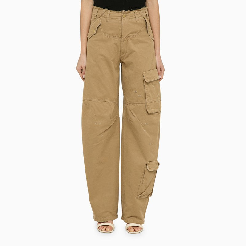 Shop Rosalind Cotton Beige Cargo Trousers Netdressed